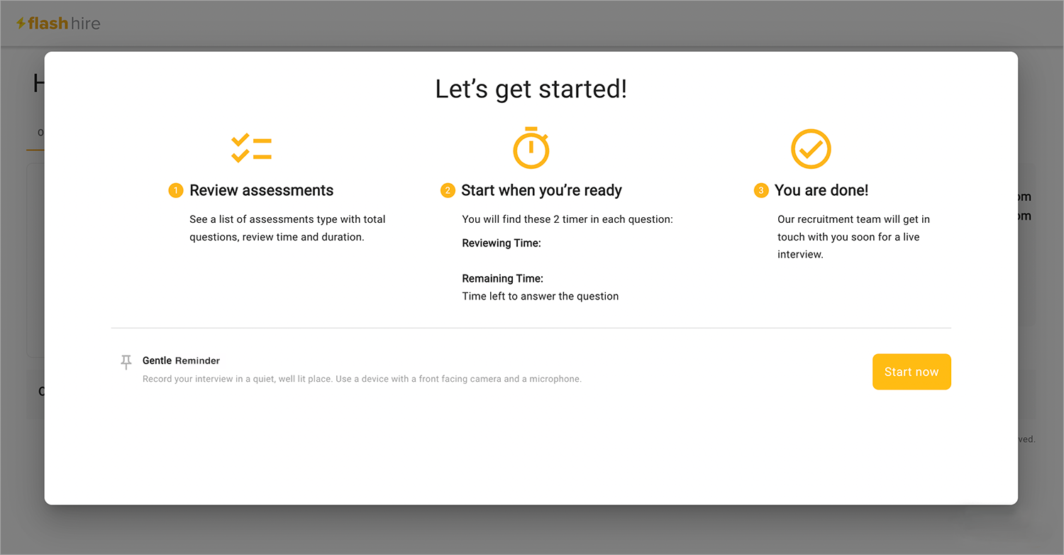 Complete assessments for the position – FLASH Hire