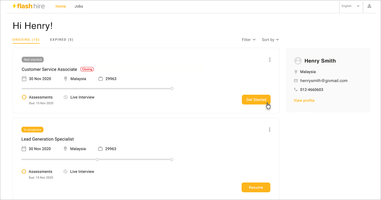 Complete assessments for the position – FLASH Hire