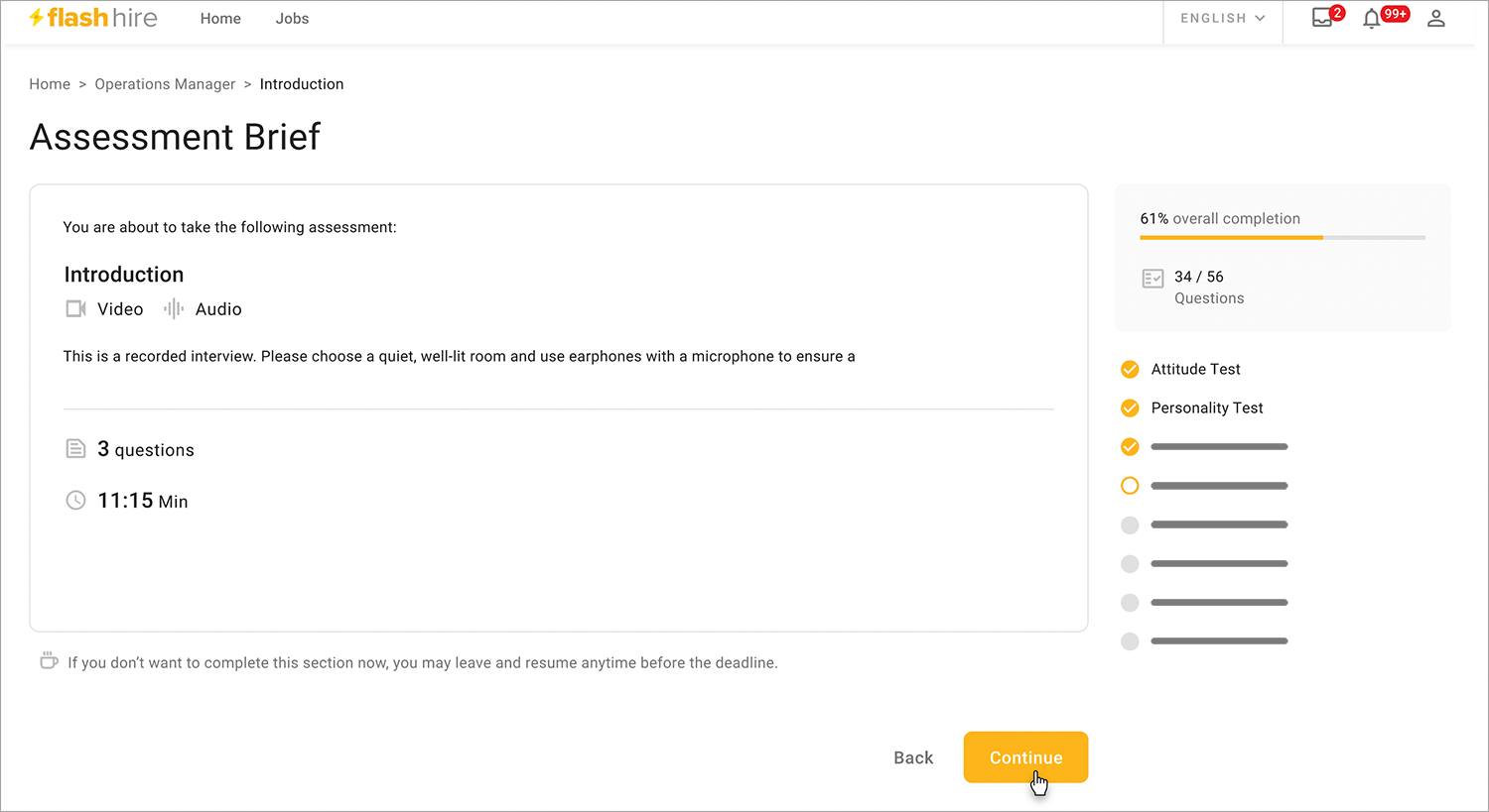 Recorded video interview – FLASH Hire